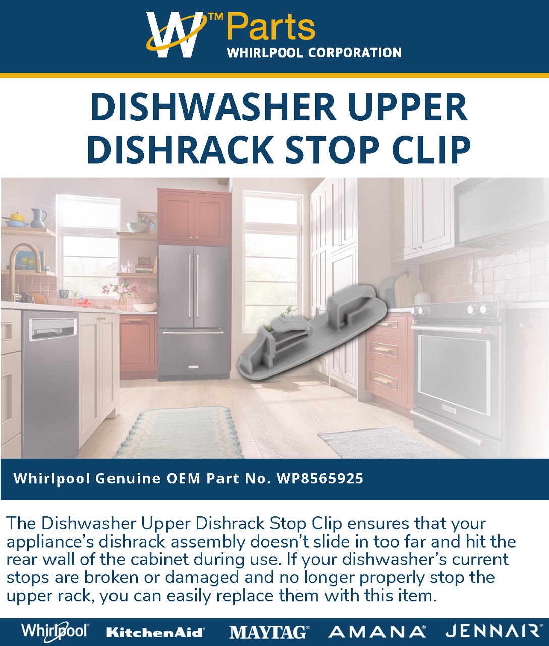 Appliance Parts 365. OEM Whirlpool WP8565925 Dishwasher Upper Rack ...